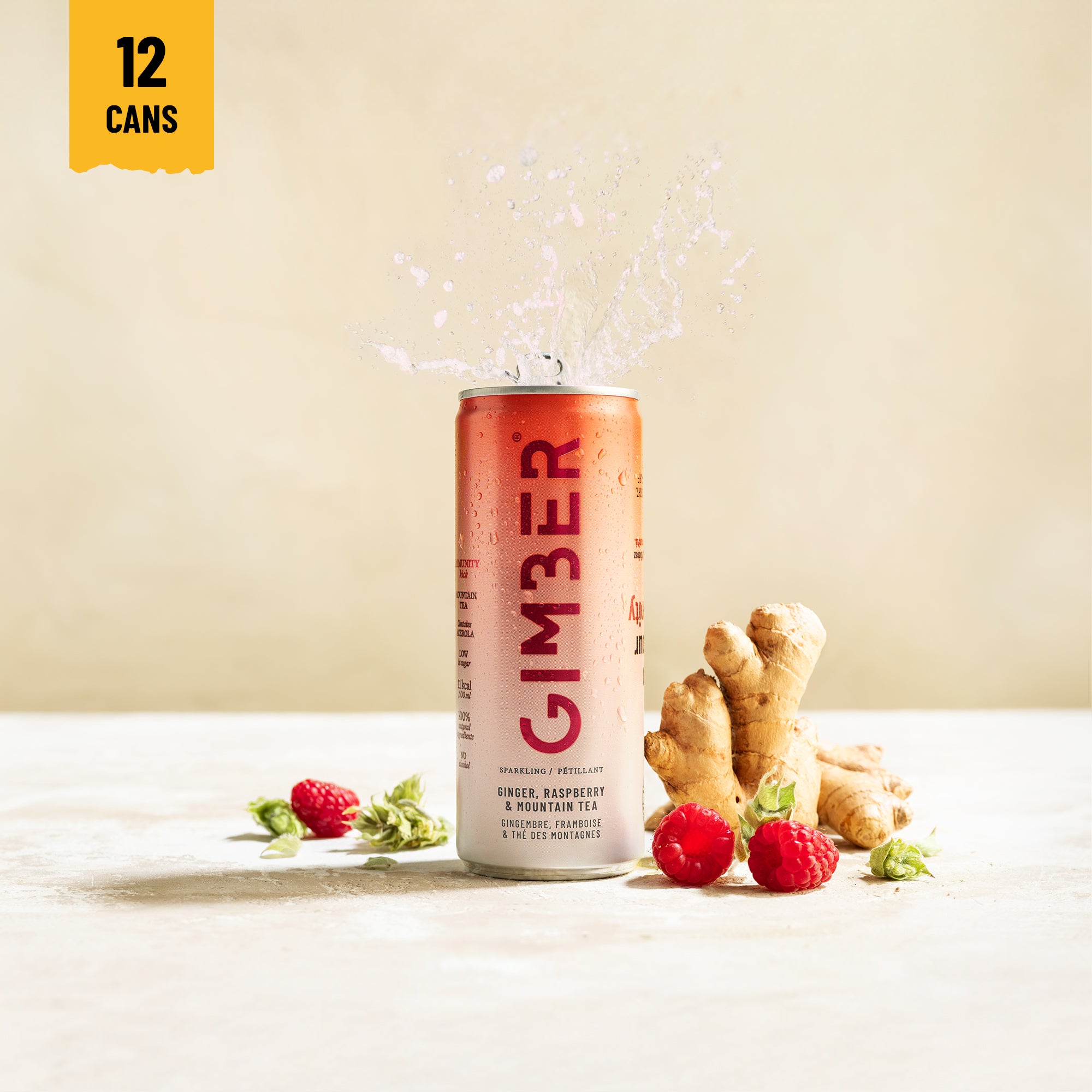 Ginger, Raspberry & Mountain Tea – GIMBER can Ready.To.Drink Immunity
